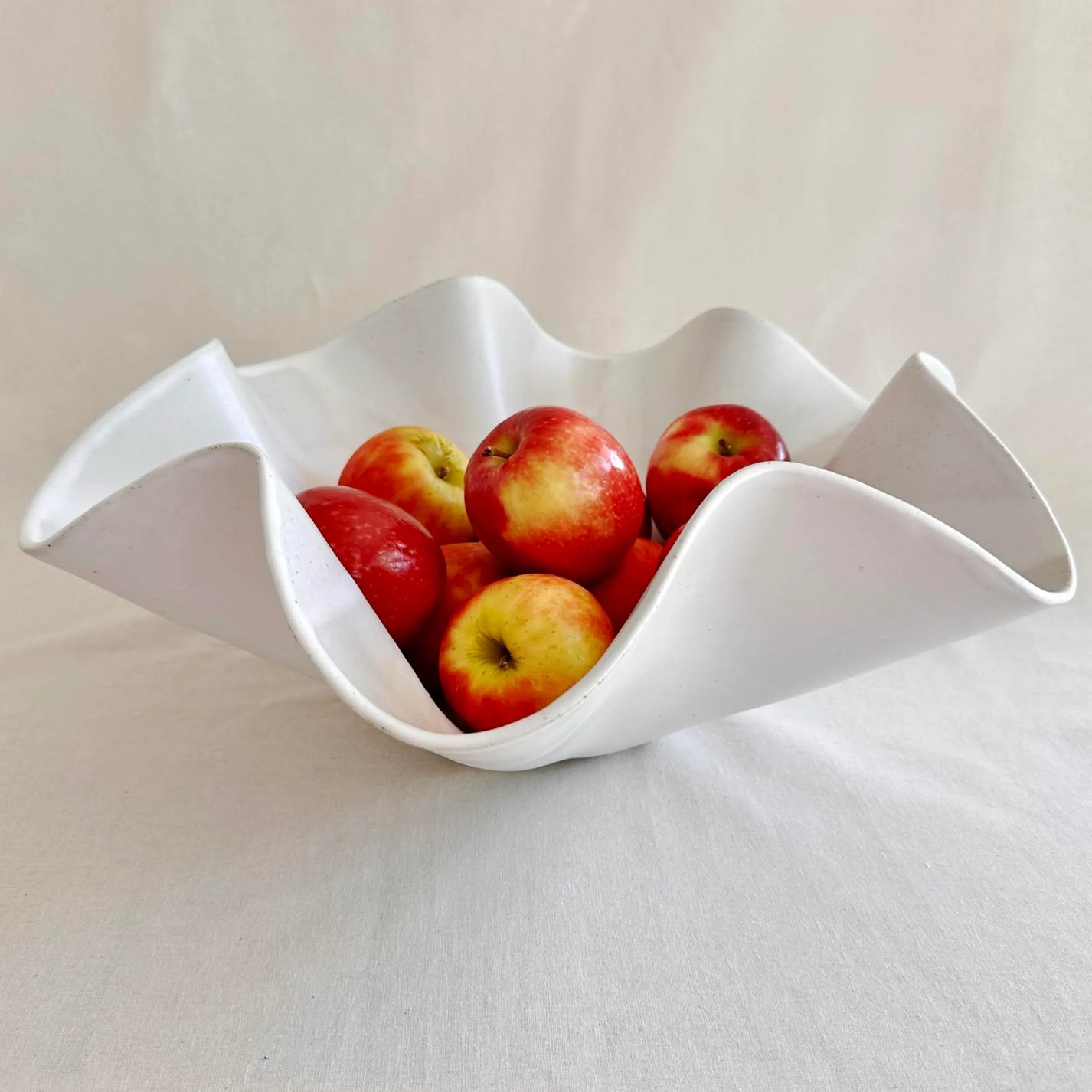 Extra Large White Wave Bowl - Decorative Ceramic – Polly Barton Ceramics