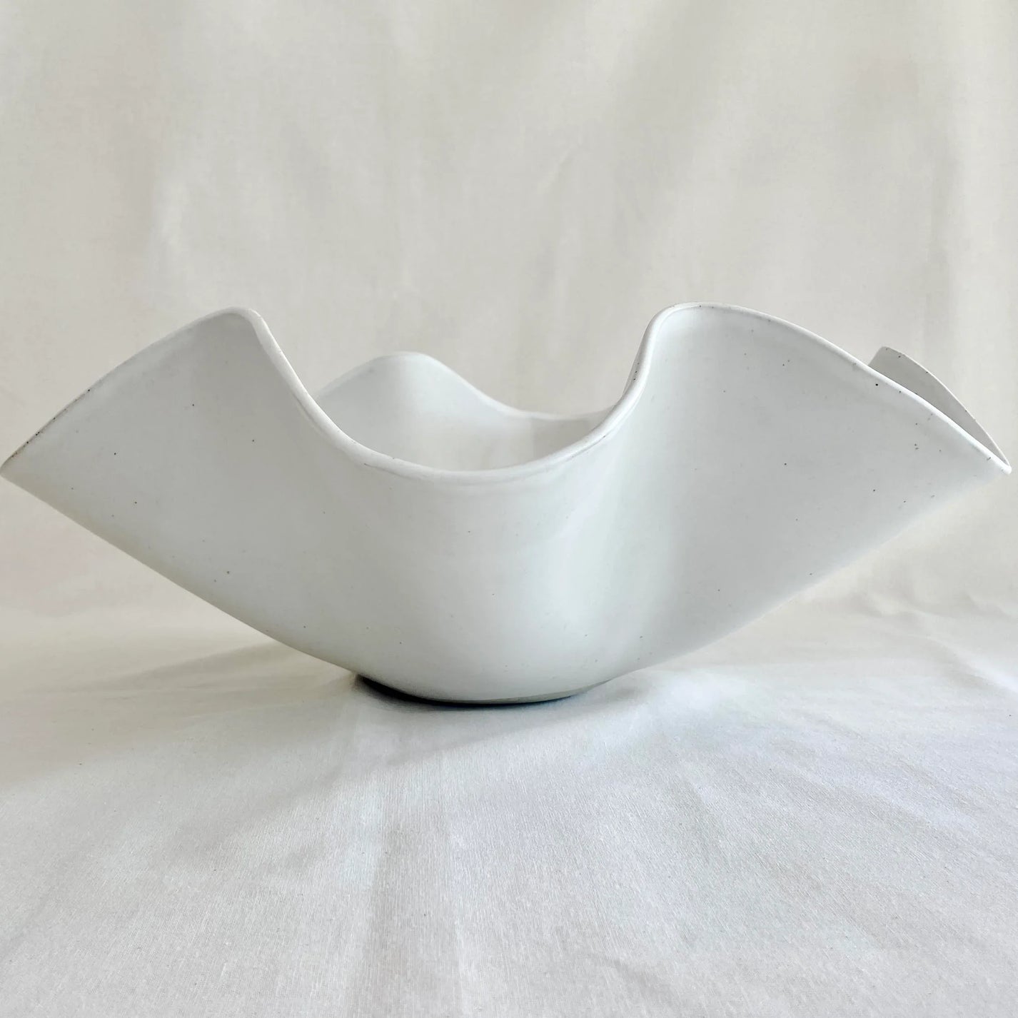 Extra Large White Wave Bowl - Decorative Ceramic – Polly Barton Ceramics