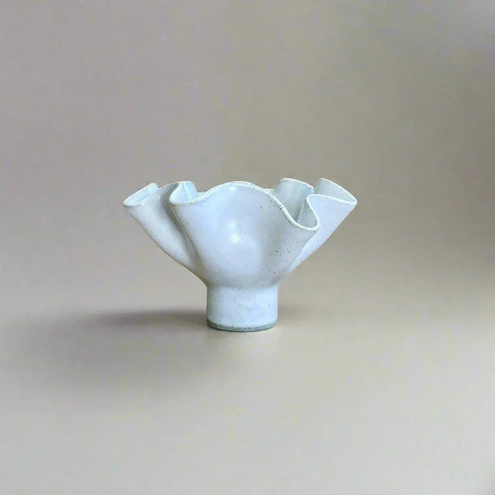 High Sided Pedestal Wave Bowl - Small White – Polly Barton Ceramics